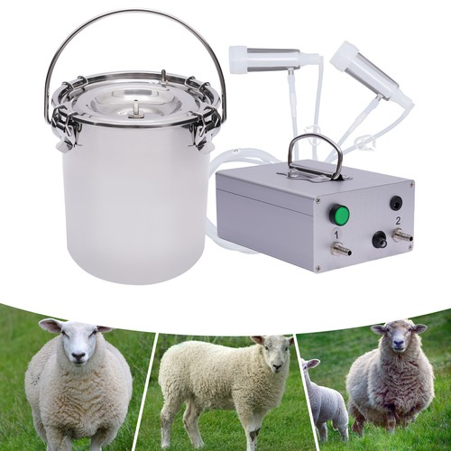 5L Electric Sheep Goat Cow Milking Machine Bucket Vacuum Impulse Milker ...