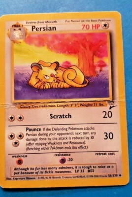 Pokemon Card Persian #56 out of 130 VG+/EX 1999-2000 | eBay