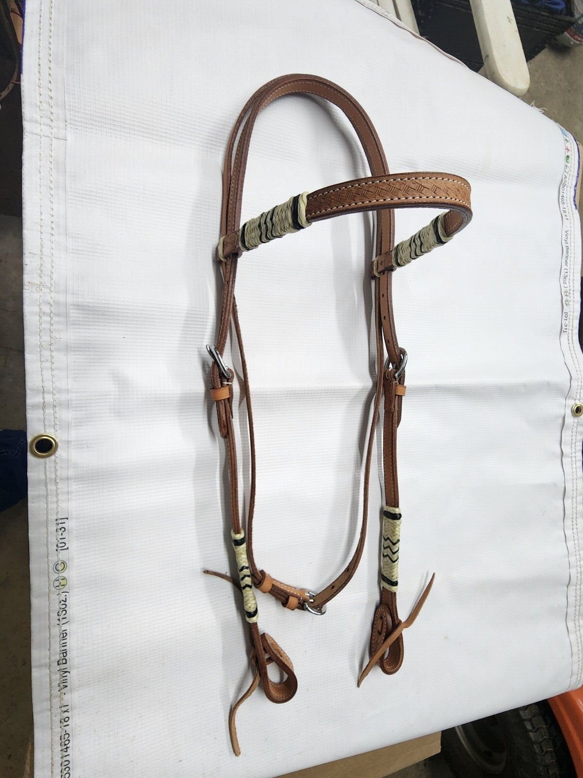 Western Browband Leather Bridle w/Rawhide in Different colors | eBay