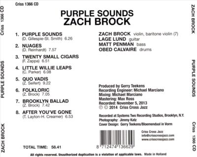 ZACH BROCK PURPLE SOUNDS NEW CD 8712474136629 | eBay