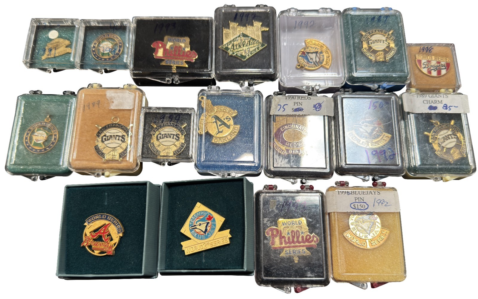 1980s-90s - Lot of 18 MLB World Series Press Pins & Charms Excellent ...