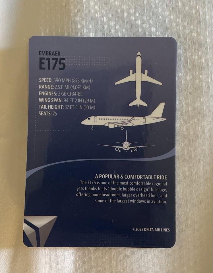 Brand NEW 2025 Delta Trading Card Pilot E175 #73 Rare | eBay