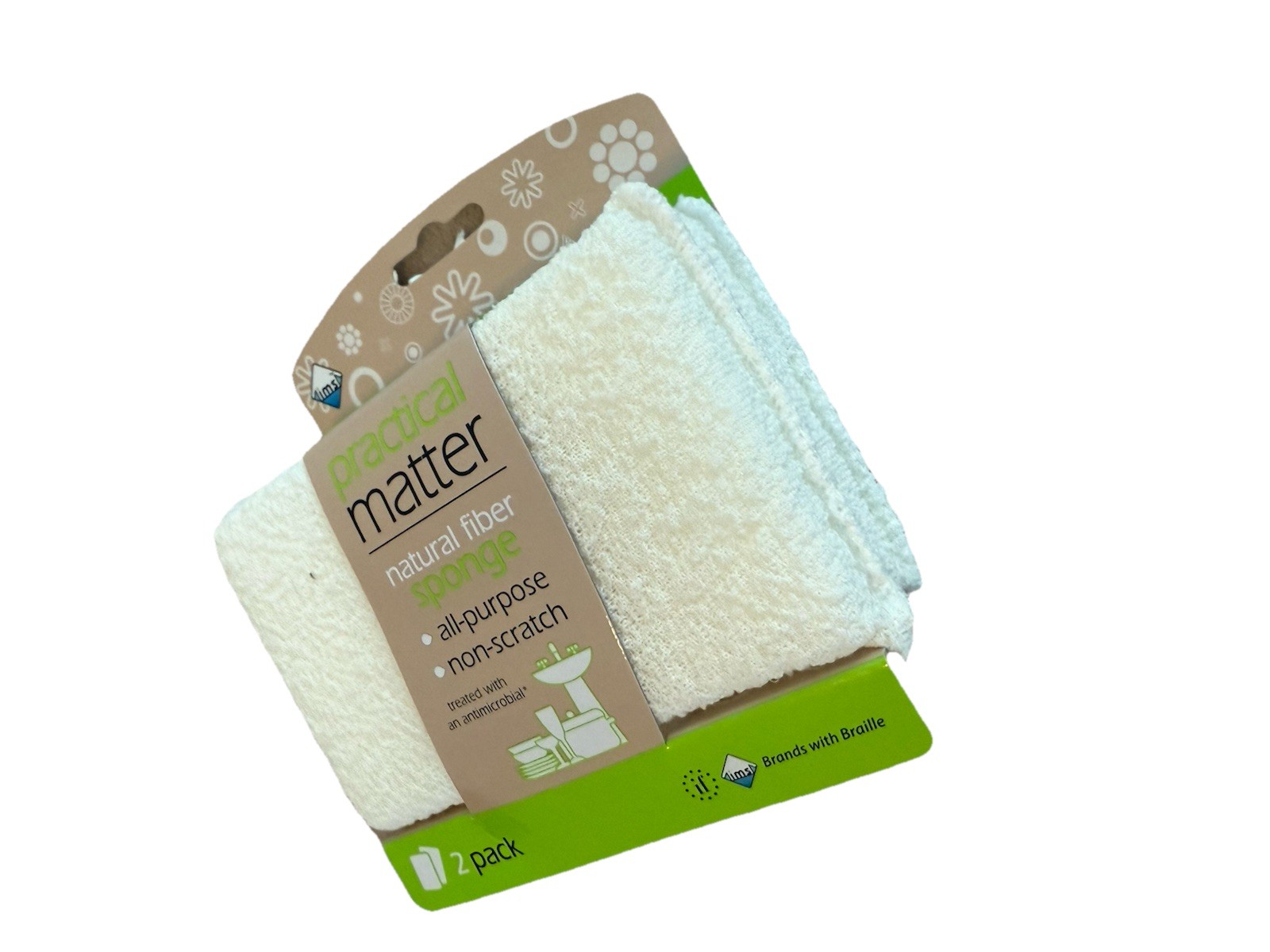 Pack of 2 Practical Matter Kitchen Sponge, Organic Cotton Fiber All ...