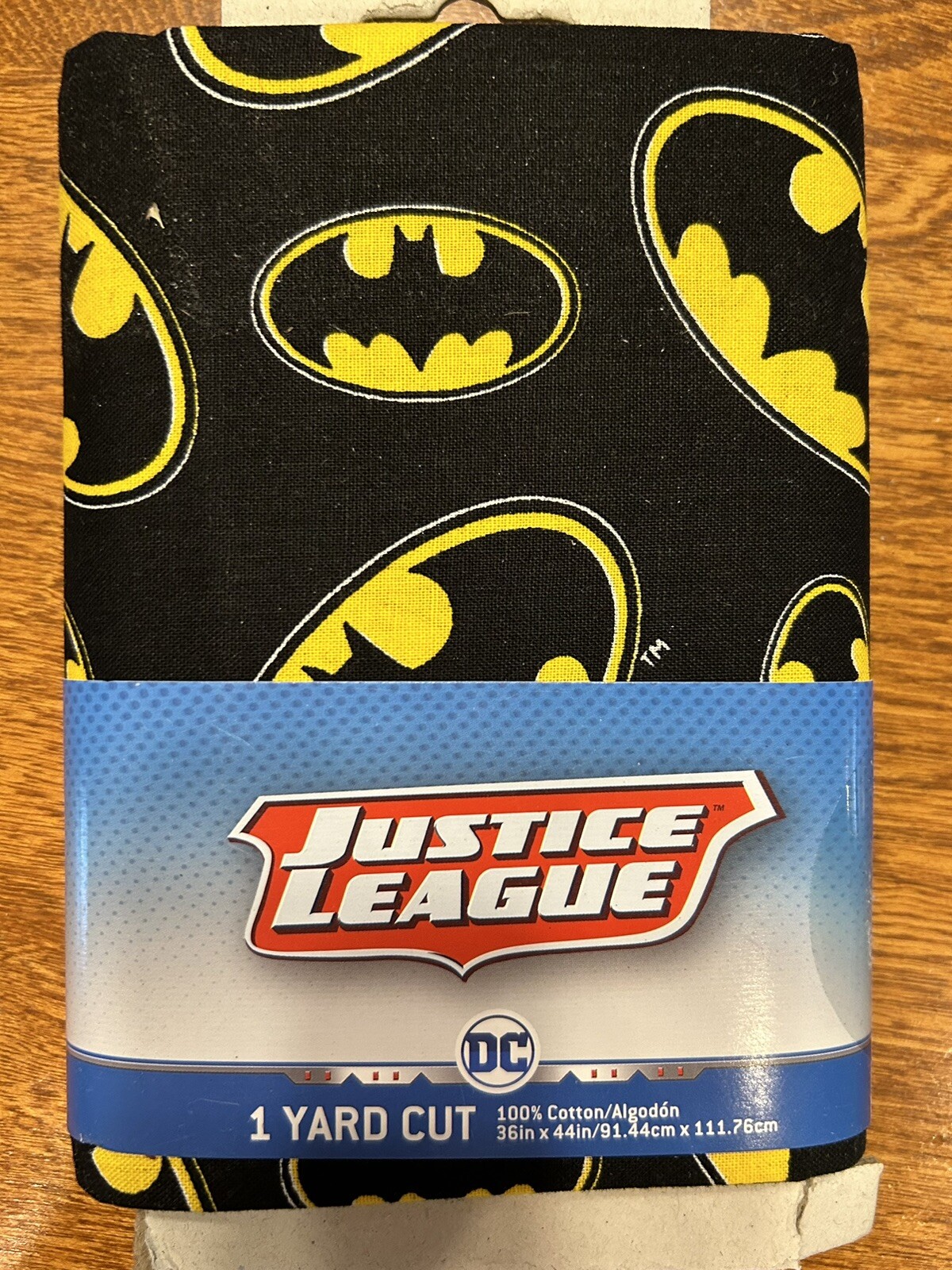 Batman Logo Justice League 1 Yard Cotton Fabric Super Hero Black Yellow ...