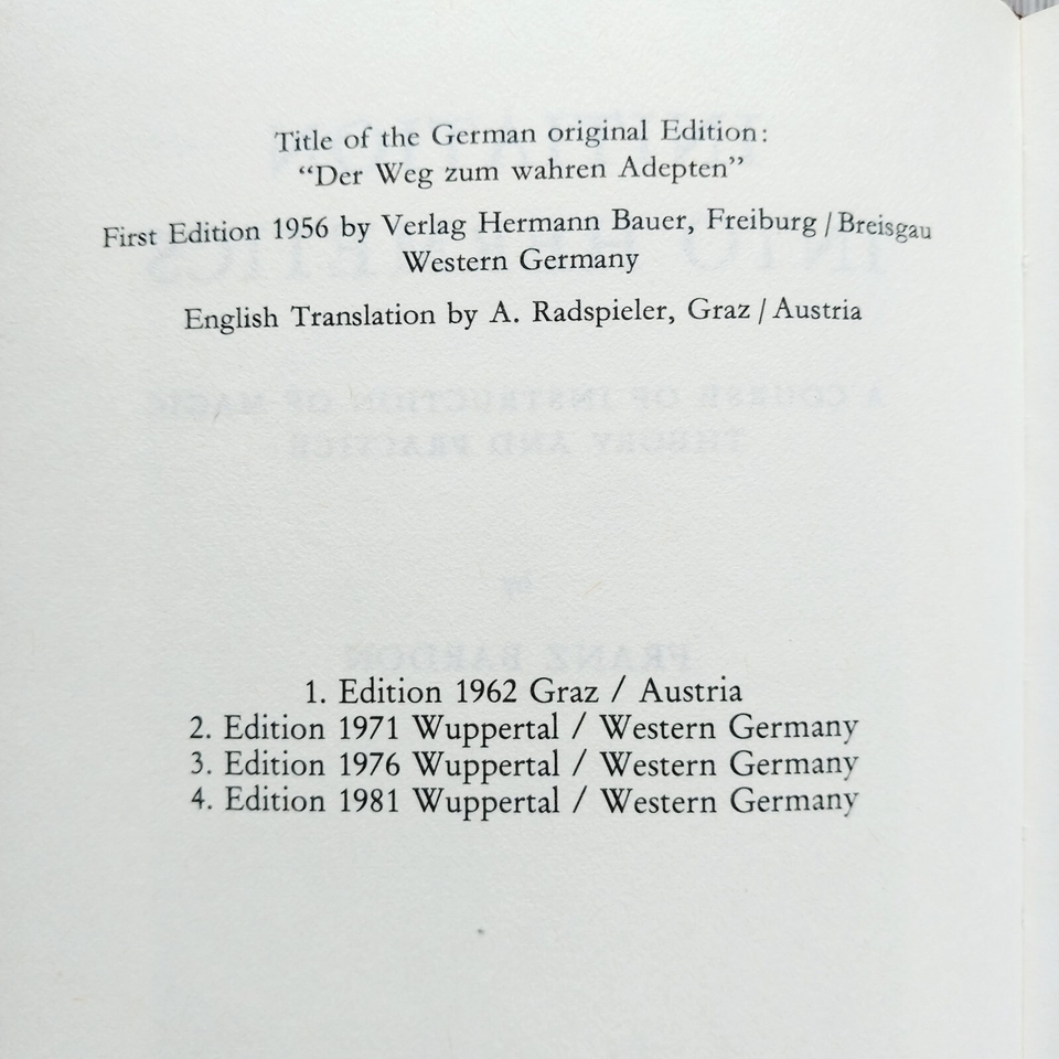 Initiation Into Hermetics by Franz Bardon 1981 HC DJ 4th Ed Occult ...