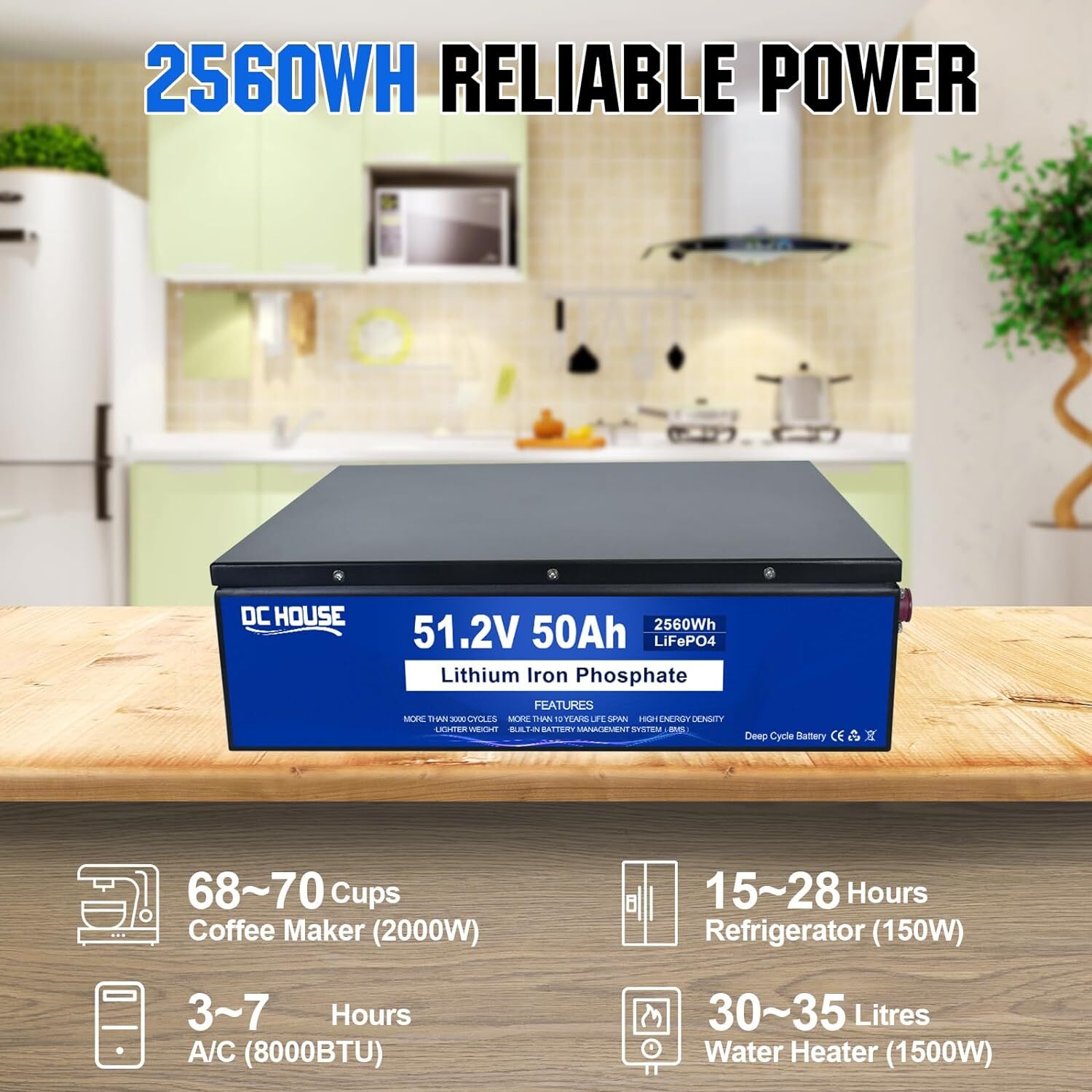 DC HOUSE 48V 50Ah LiFePO4 Lithium Battery Metal Case BMS for RV ...