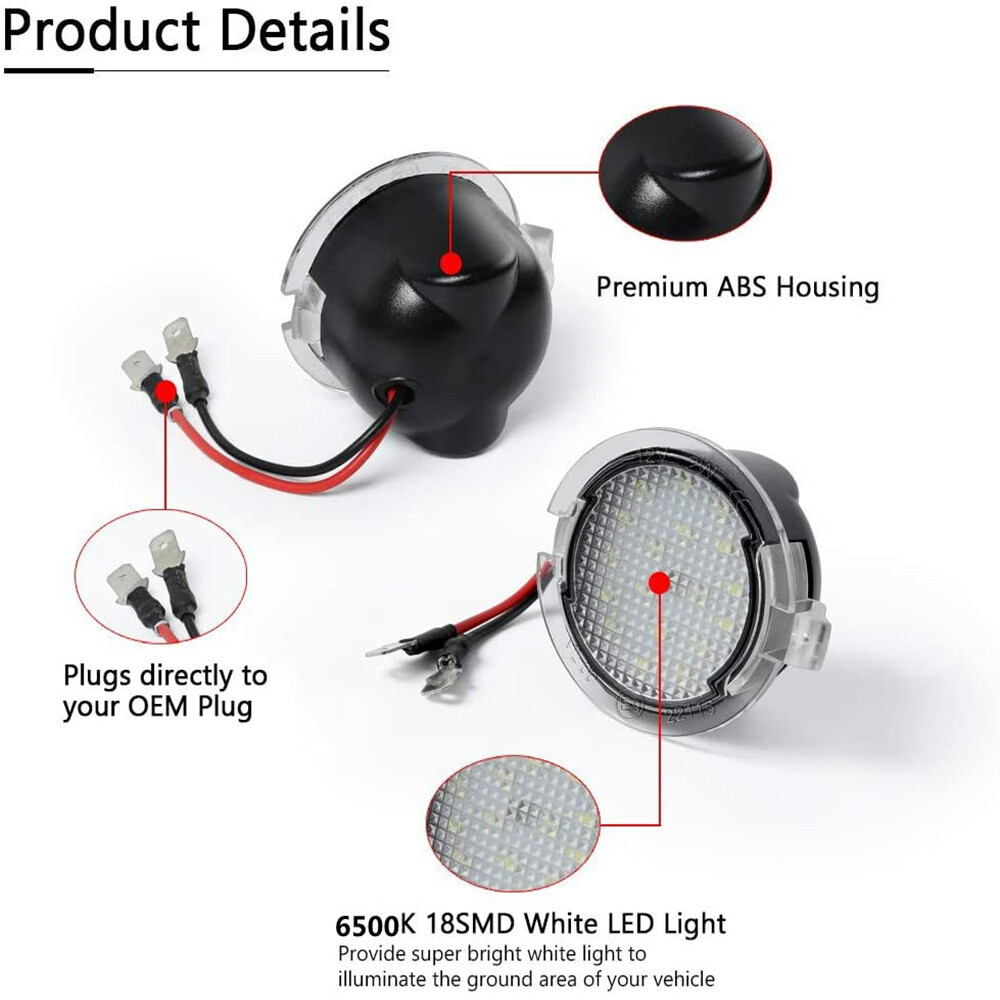 2x CANbus LED Side Mirror Puddle Lights For Ford Mondeo MK5 Edge F-150 ...