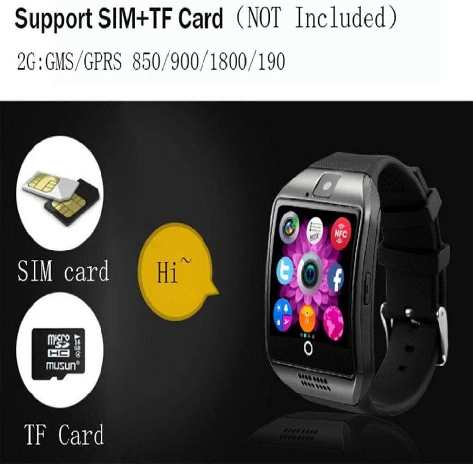 Q18 Bluetooth Smart Touch Screen Wrist Watch For Android SIM TF Card ...
