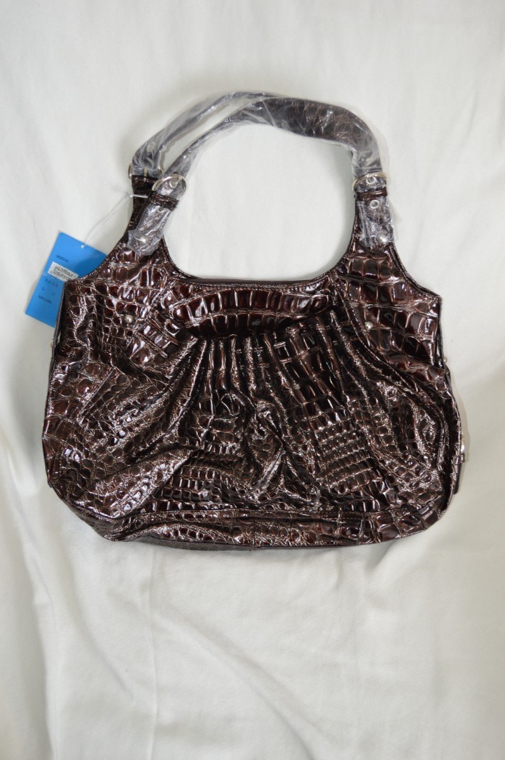 Marco Shoulder Purse Hand Bag Brown Faux Alligator Skin NEW Zip Closure ...