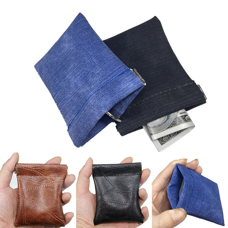 Leather Small Coin Purse Pouch Snap Top Wallet Metal Spring Closure ...