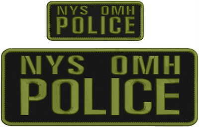 NYS OMH Police embroidery patch 4X10 and 2x5 hook ON BACK od green | eBay