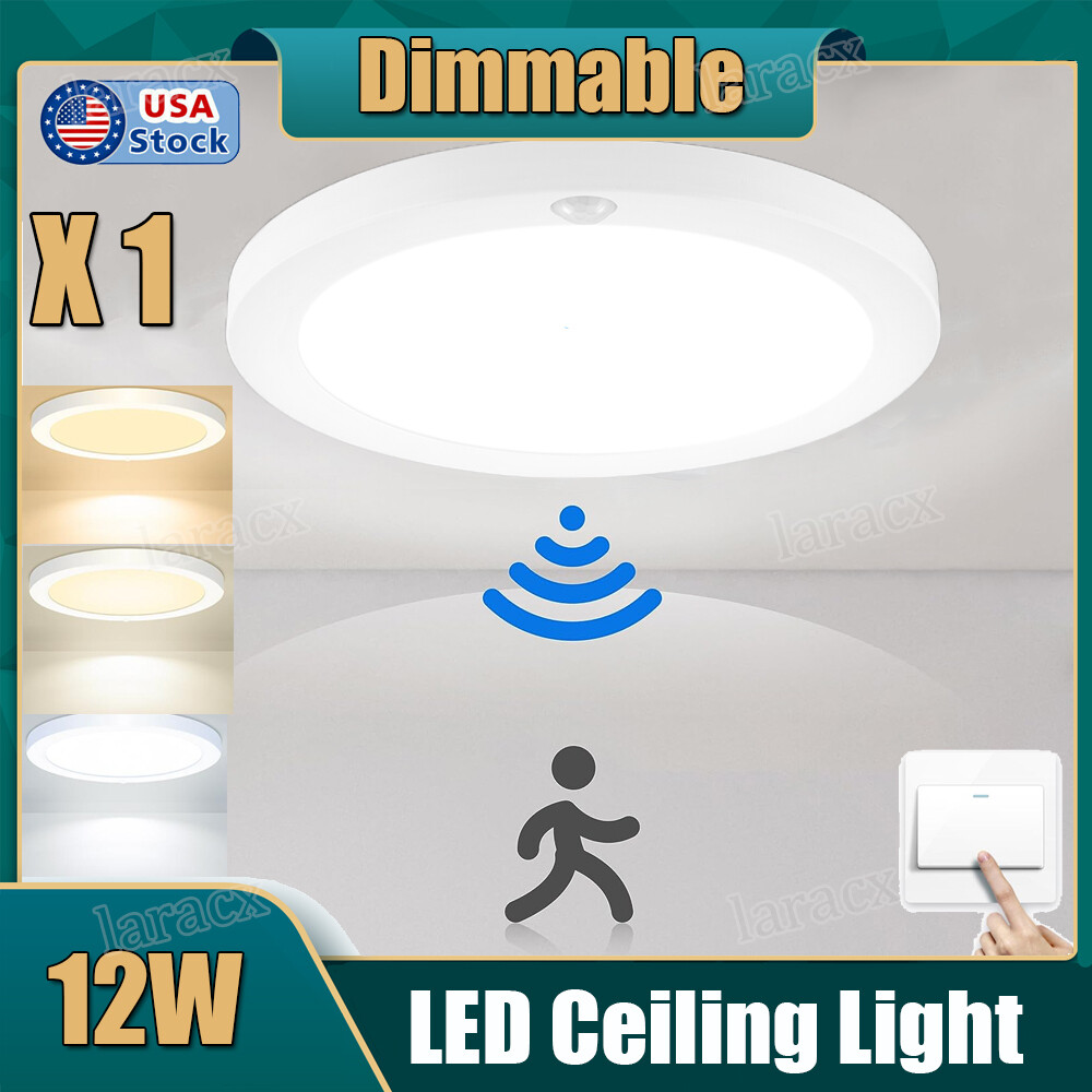 12W LED Ceiling Light Motion Sensor Dimmable Flush Mount Garage Wall ...