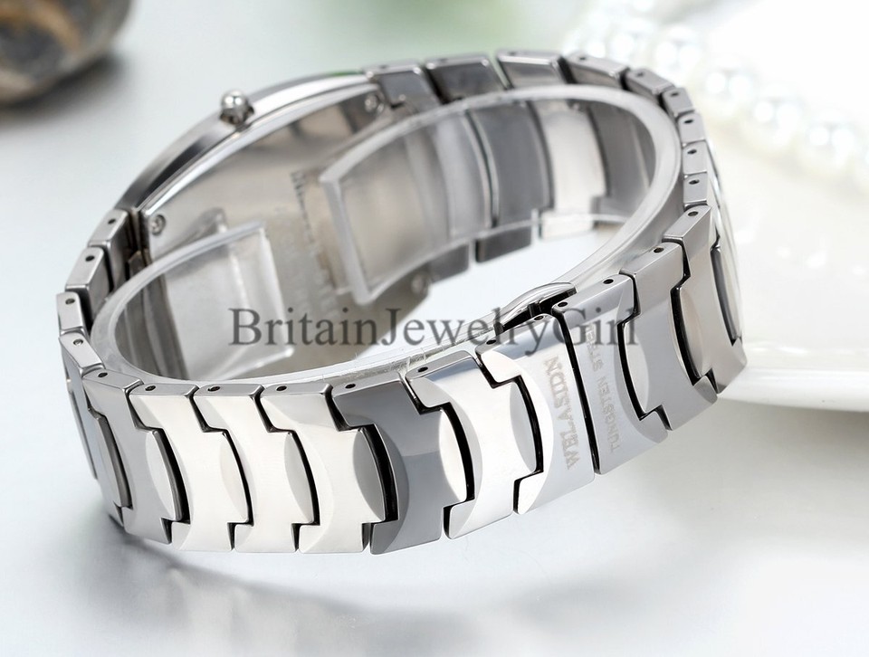 Mens Luxury Tungsten Steel Band Date Square Dial Analog Quartz Dress ...
