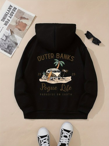 Women's Casual Hoodie w/Outer Banks Pogue Life Letter Print &Beach ...