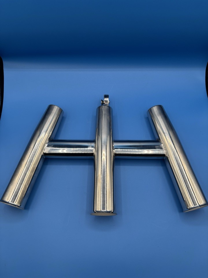 Amarine-made 3 Tube Silver Highly Polished Stainless Steel Trident ...
