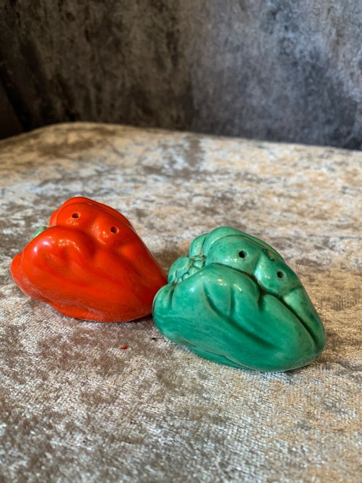 Vintage Red and Green Bell Pepper Salt and Pepper Shakers, Japan | eBay