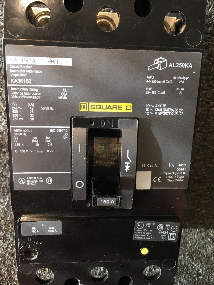 SQUARE D KAL36150 22 KA 600V 150 AMPS 3 POLE CIRCUIT BREAKER | eBay