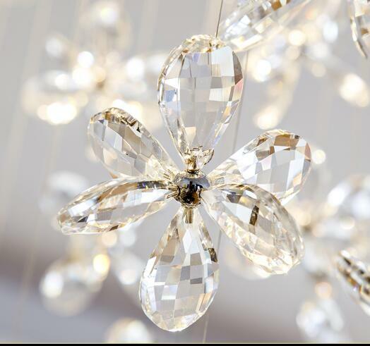 LED Crystal Flower Round ball Chandelier Villa LivingRoom CeillingLight ...
