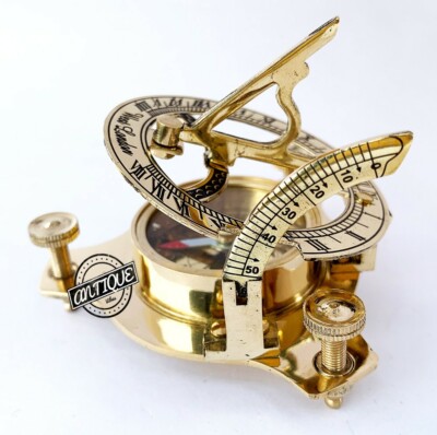 3" - Marine Magnetic Device Nautical Brass Pocket Sundial Compass ...