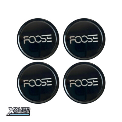 4 x Foose 2.70" Flat Wheel Center Cap Gloss Black w/ Silver Logo 1003 ...