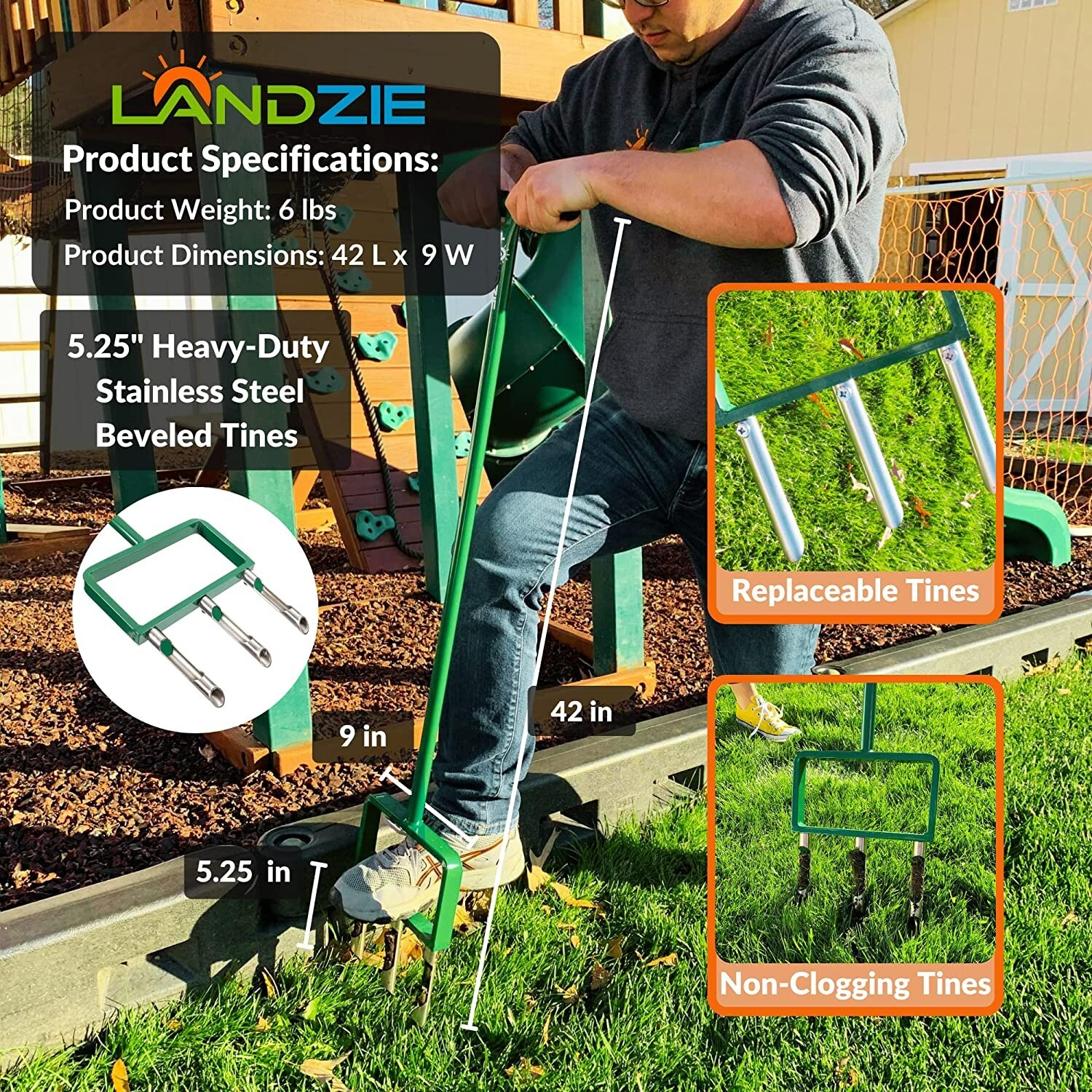 Landzie 42" Hollow Tine Fork Lawn Aerator | eBay