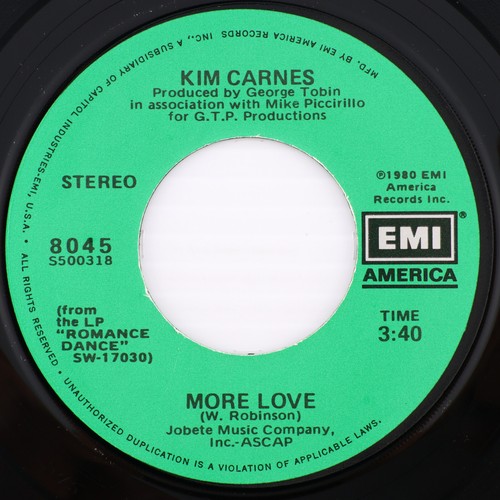 Kim Carnes – More Love / Changin' - 1980 45 rpm 7" Single EMI 8045 LA ...