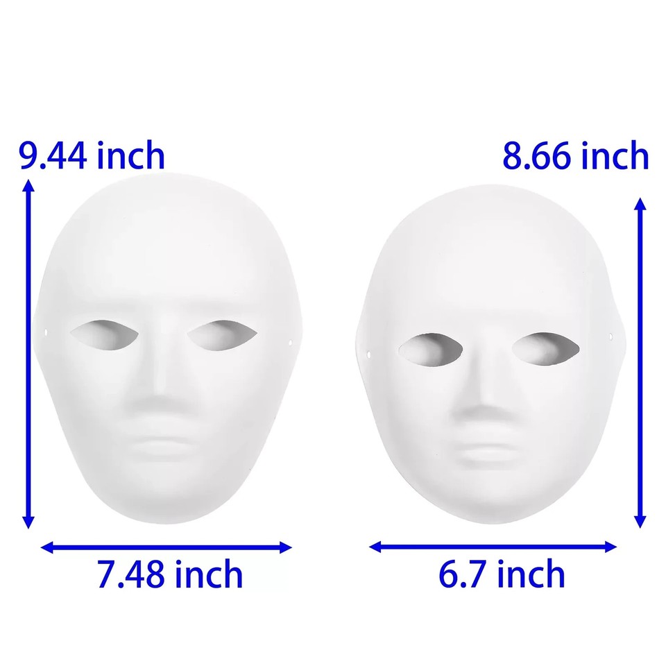 30 Pack White Plain Masks Paintable Art Masks for Masquerade Halloween ...