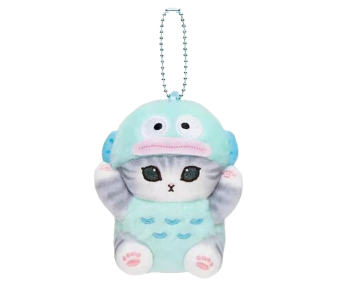 Sanrio Blue Hangyodon Mofusand Plush Key Fob Bag Charm Fish Holder Toy ...