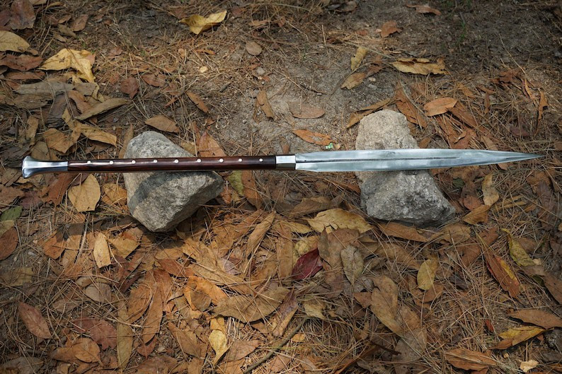 Custom Handmade Carbon Steel Blade Viking Spear Sword | Hunting Sword ...