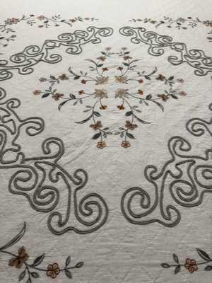 Vintage Style Embroidered & Cording Quilt 116x120 king #706 | eBay