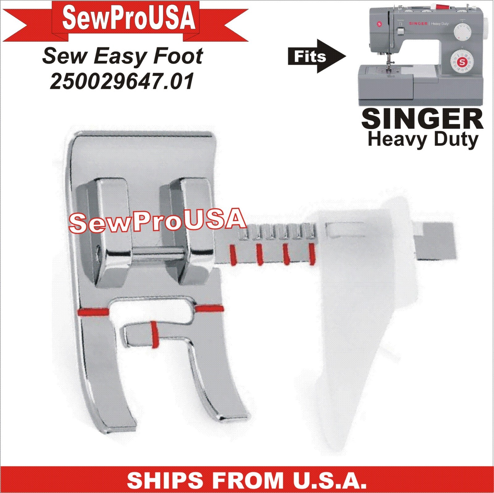 Sew Easy Foot Singer Part Number 250029647.01 Fits Heavy Duty Models | eBay