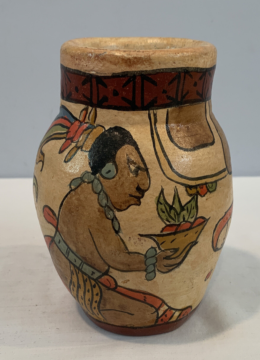 Native Aztec Mayan Inca Latin American Pottery 5" Vase Clay Handmade ...