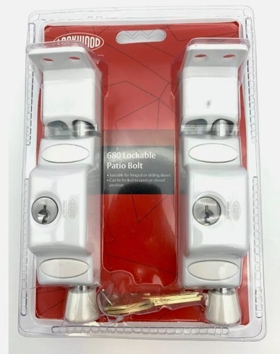 2 x Lockwood 680 patio bolt keyed alike with 2 keys white 680-NWH ...