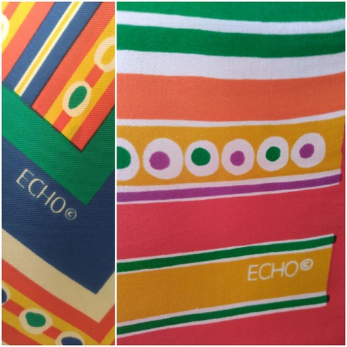 ECHO Logo Scarves Silk Blend Vibrant Colors 1 Oblong 1 Square Vintage ...