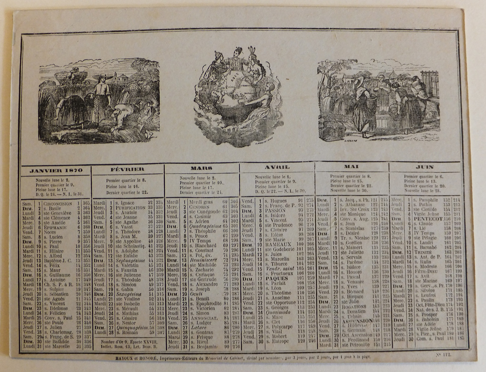 Calendrier calendar 1870 | eBay