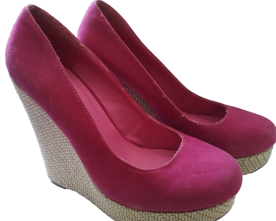 Shiekh Shoes Glow-S Hot Pink and Woven Platform Wedge Heels - Size 9.5 ...