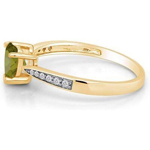 Heart Simulated Peridot Solitaire With Accents Ring 14k Gold Plated | eBay