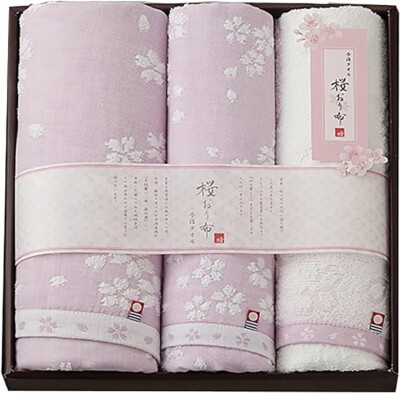 Imabari Towel cherry blossom Sakura Bath(22×47in) × 1 ＆ Face(12×31in) × ...