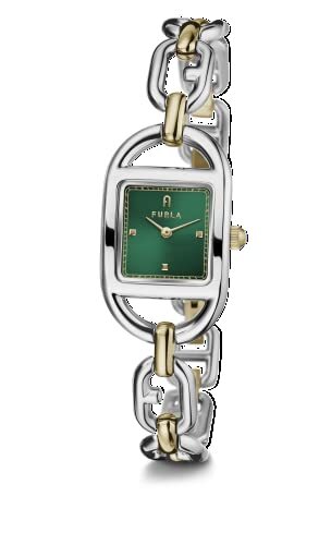Furla Watch CHAIN SQUARE Green Dial Quartz 25MM WW00026006L4 Women's ...