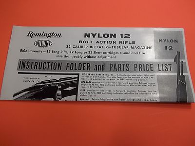 REMINGTON NYLON 12 BOLT ACTION RIFLE INSTRUCTION MANUAL | eBay