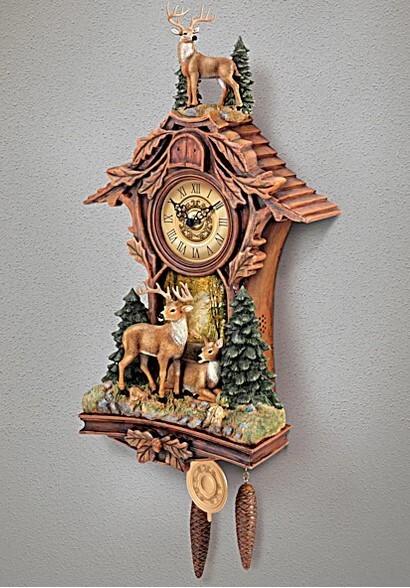 Bradford Exchange Sculpted Deer Cuckoo Clock with Sculpted 10 Point ...