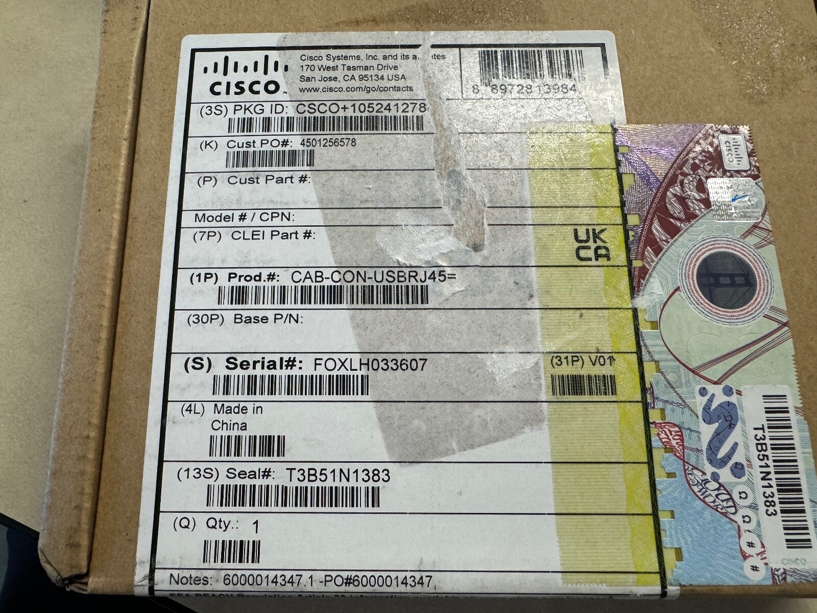 Cisco Cab-con-usbrj45 Micro USB to Rj5 Console Adapter Data Transfer ...