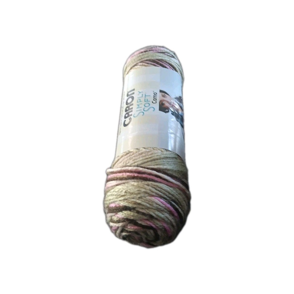 Caron Simply Soft Camo Yarn 4 oz 204yds Pink Camo #4 Medium Machine ...