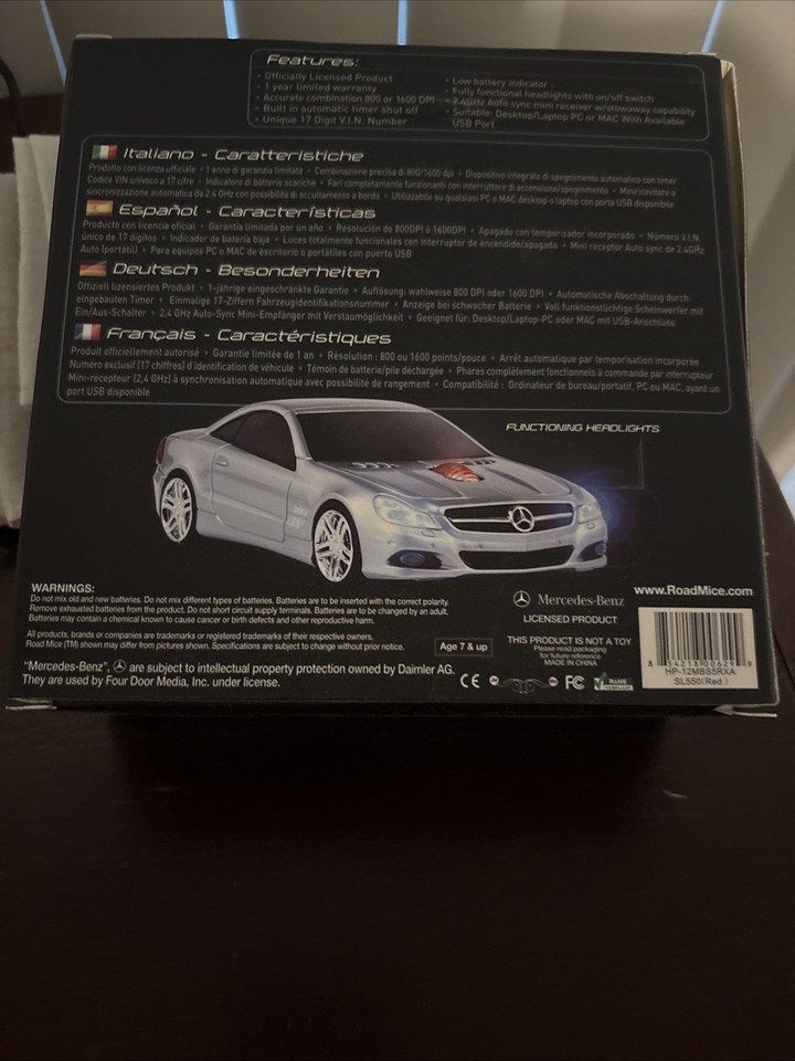 The Original Road Mice Red Mercedes SL550 Wireless Optical Mouse with ...