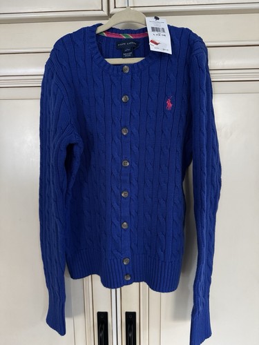 Ralph Lauren Girls Royal Blue Cable Cardigan NWT$55. L(12-14) | eBay