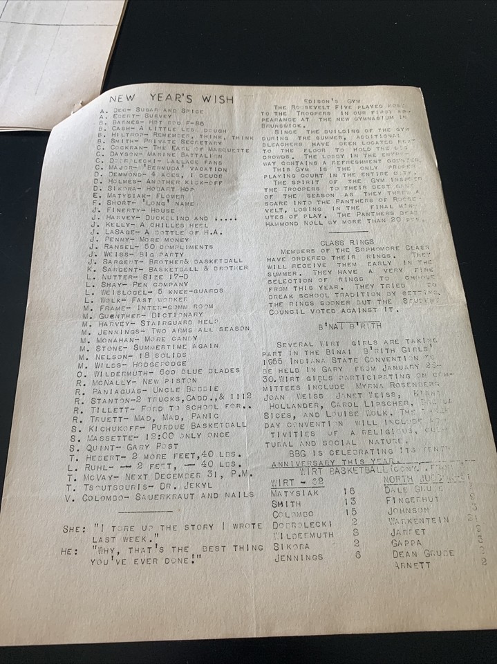 William A Wirt School Paper Gary Indiana 1955 | eBay