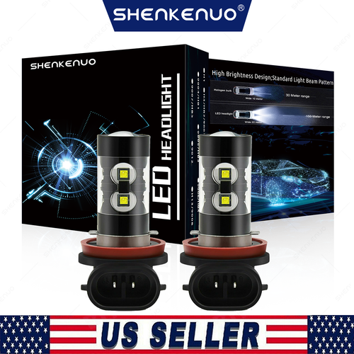 2x LED Fog/Driving Light Bulbs H8 H16 H11 Fog Light 6000K White High ...