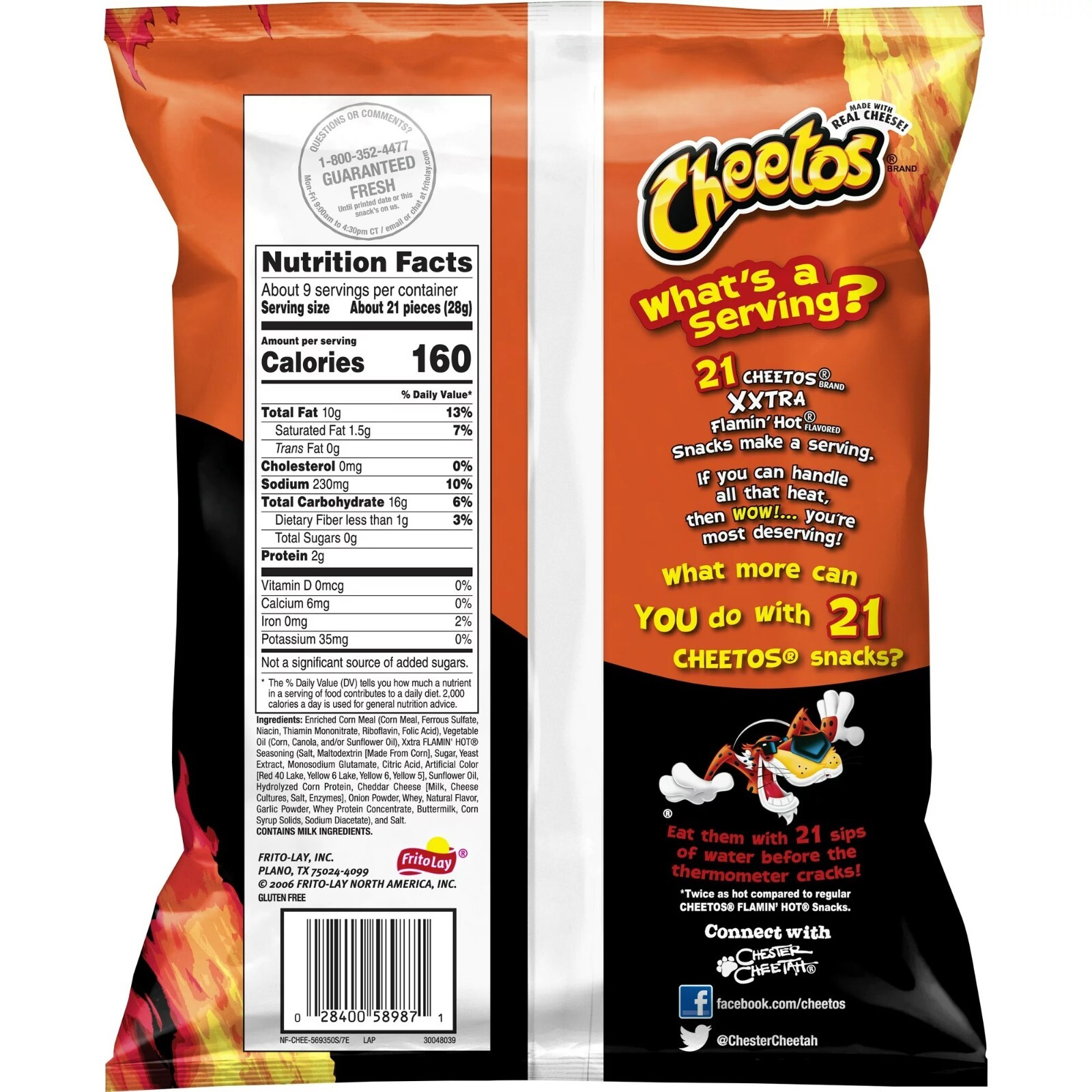 Cheetos Crunchy Xxtra Flamin' Hot Cheese Snacks Chips 8.5 Oz (1 Bag ...