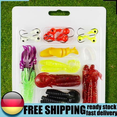 40pcs Fishing Lure Bait Set PVC Soft Fishing Lure Jig Head Hooks Gifts ...