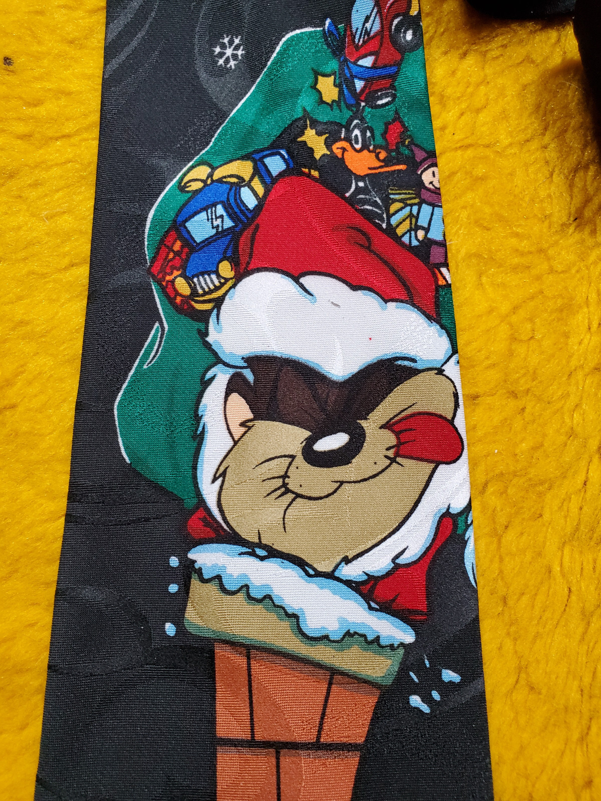 TAZ SANTA CLAUS ~ LOONEY TUNES ~ MENS CHRISTMAS TIE ~ BLACK GREEN ~ 59 ...